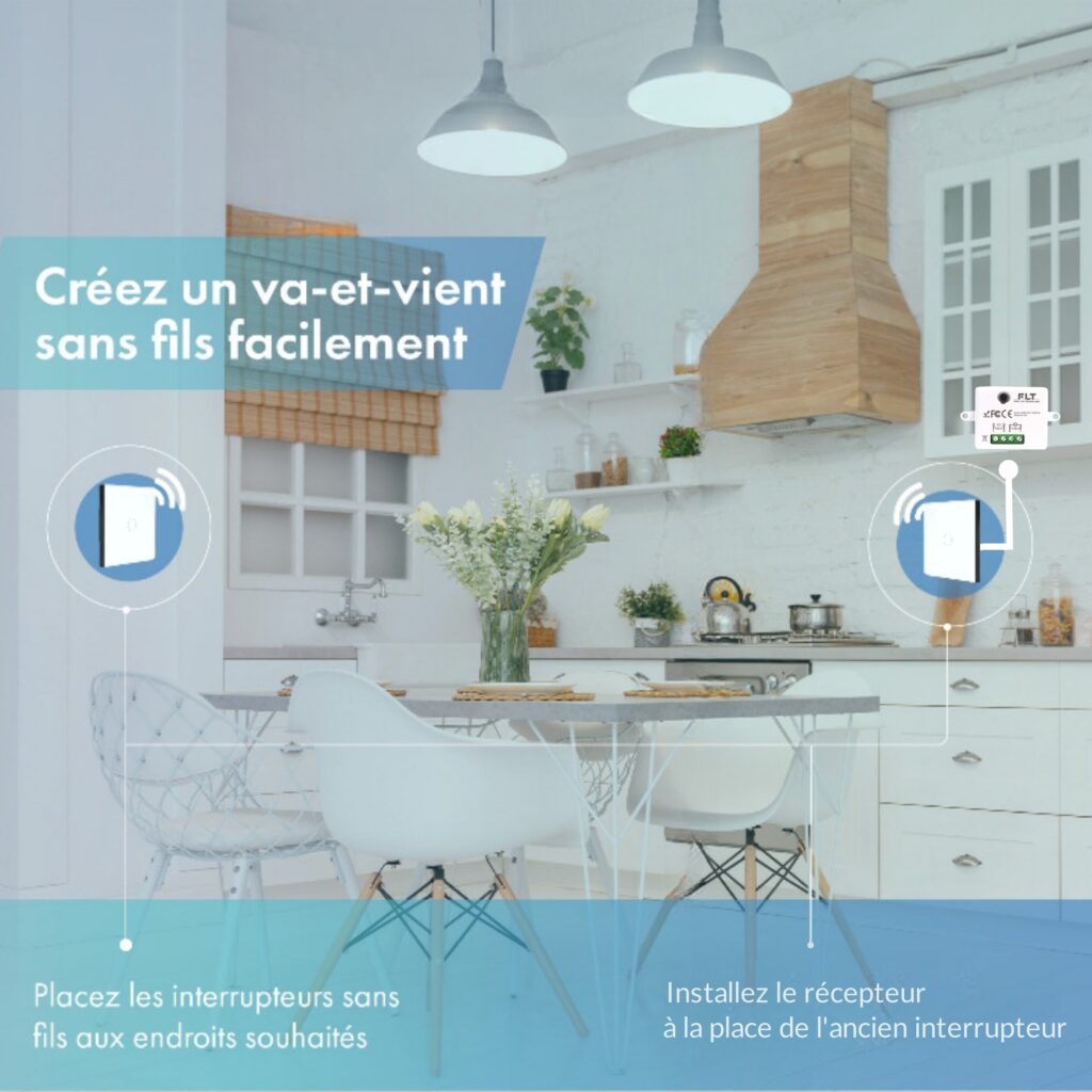 Kit interrupteur sans fil tactile sans neutre requis - ELEGANCE21 - FLT