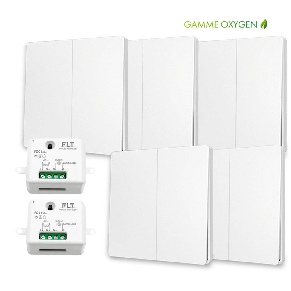 Kit interrupteur sans fil et sans pile - Bouton Double Allumage ...